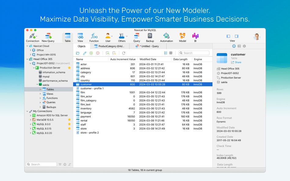 Navicat 17 for MySQL (作者 PremiumSoft CyberTech Ltd.) - (macOS アプリ) — AppAgg