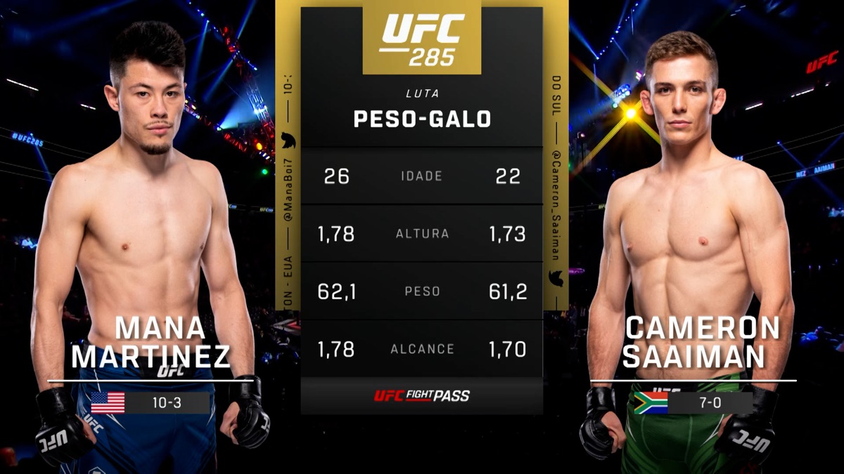 ‎Mana Martinez vs. Cameron Saaiman - UFC (Português) (temporada 285 ...